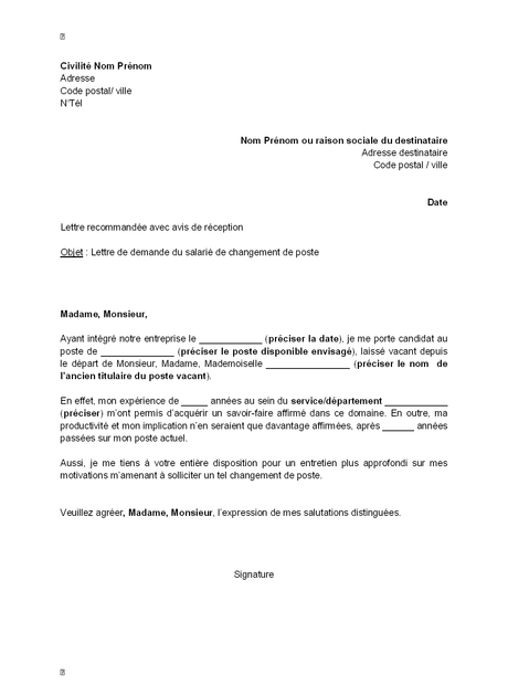 Courrier Demande Restitution Matériel Salarié