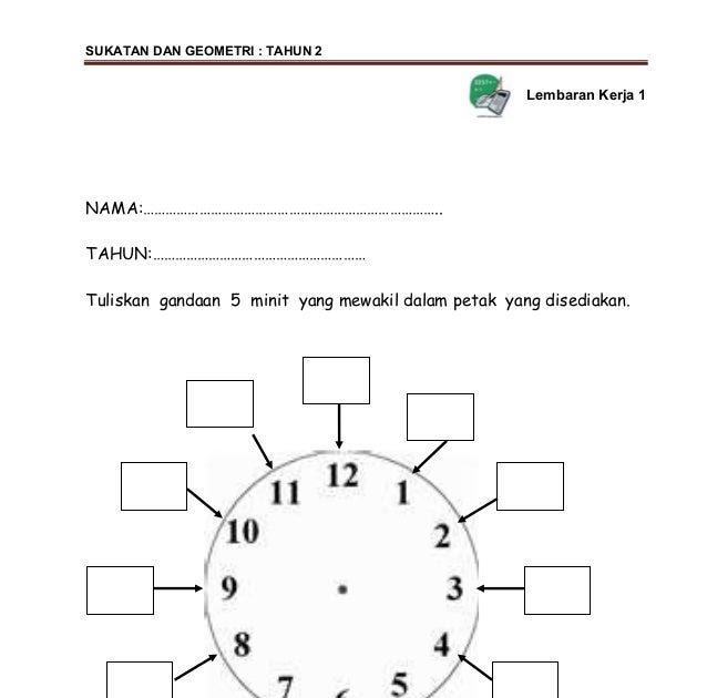 Sudut Matematik Lembaran Kerja 8 Masa Dan Waktu