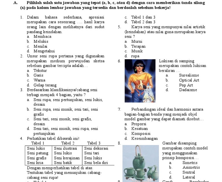 Soal Ujian Seni Budaya Kelas 12 Semester 1 Homecare24