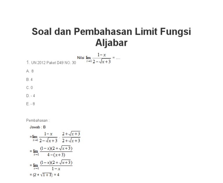 Contoh Soal Limit Trigonometri Kelas 12 Beserta Penyelesaiannya