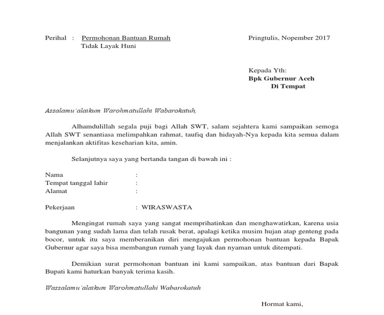 Contoh Surat Permohonan Renovasi Ruangan Kantor Surat