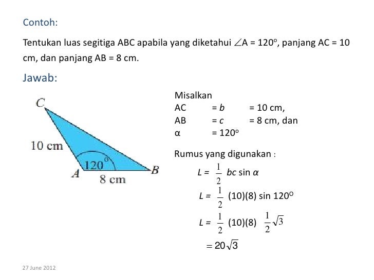 Luas Segitiga Menggunakan Rumus Trigonometri