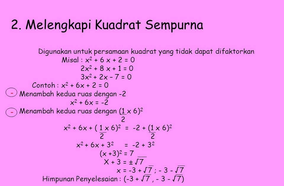 Rumus Persamaan Kuadrat Matematika Lengkap Rumus Rumu