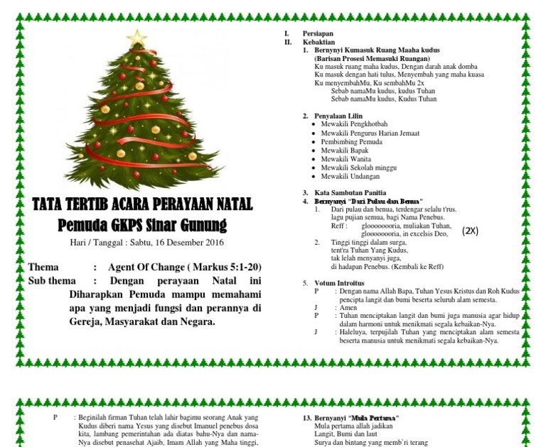 Tertib Acara Natal Sekolah Minggu Tata Tertib Acara Perayaan Natal