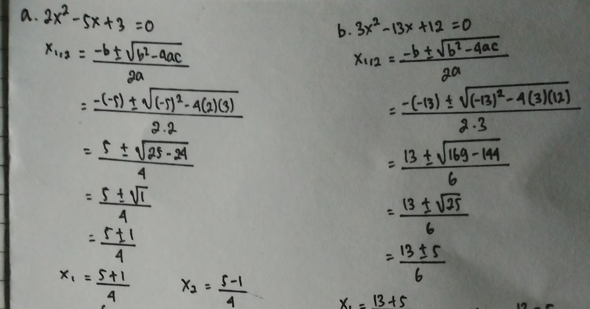 Contoh Soal Dan Penyelesaian Persamaan Kuadrat Dengan Rumus Abc Hot