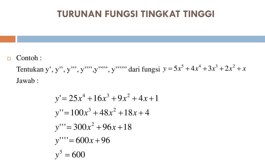 Contoh Soal Turunan Tingkat Tinggi Fungsi Trigonometri Kumpulan Hot