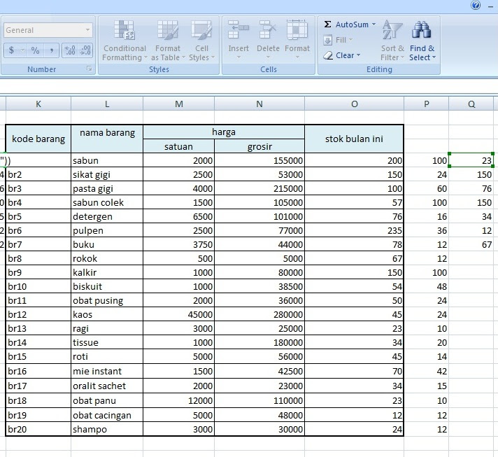 Cara Membuat Daftar Harga Di Excel Imagesee