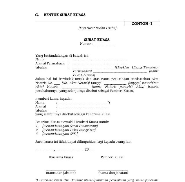 Format Surat Kuasa Direktur Delinewstv