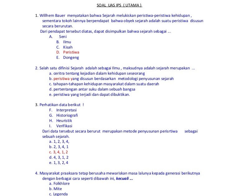 Soal Sejarah Kelas 12 Bab 1