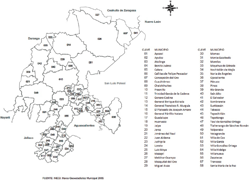 Mapa De Zacatecas Con Nombres