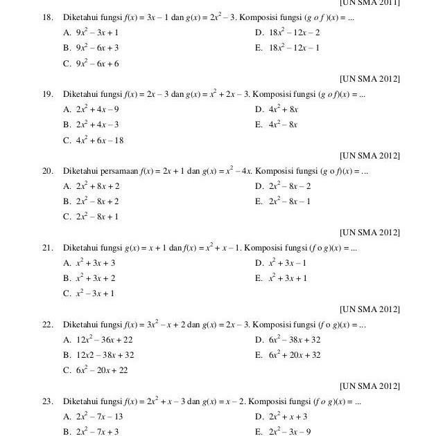 Soal Persamaan Dan Fungsi Kuadrat Kelas 9