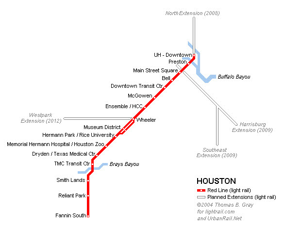 Downtown Houston Metro Rail Map