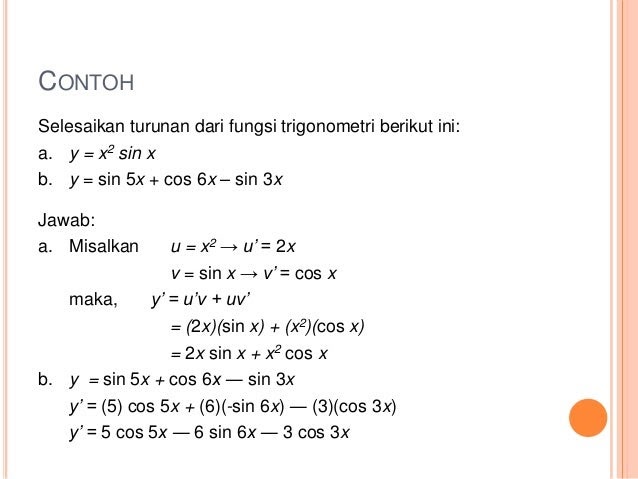 Soal Turunan Trigonometri Dan Pembahasan Lembar Edu