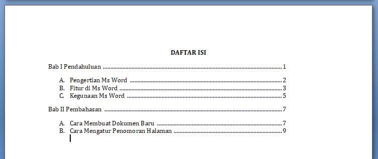 Cara Membuat Titik Titik Daftar Isi Supaya Lurus