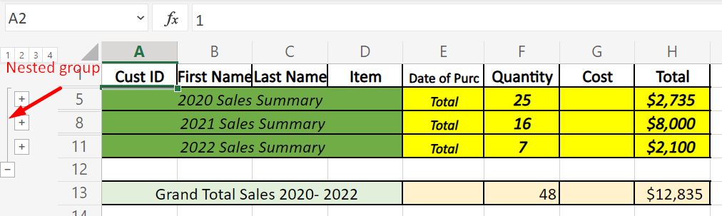 How To Use The Excel Collapse Rows Feature — 4 Easy Steps