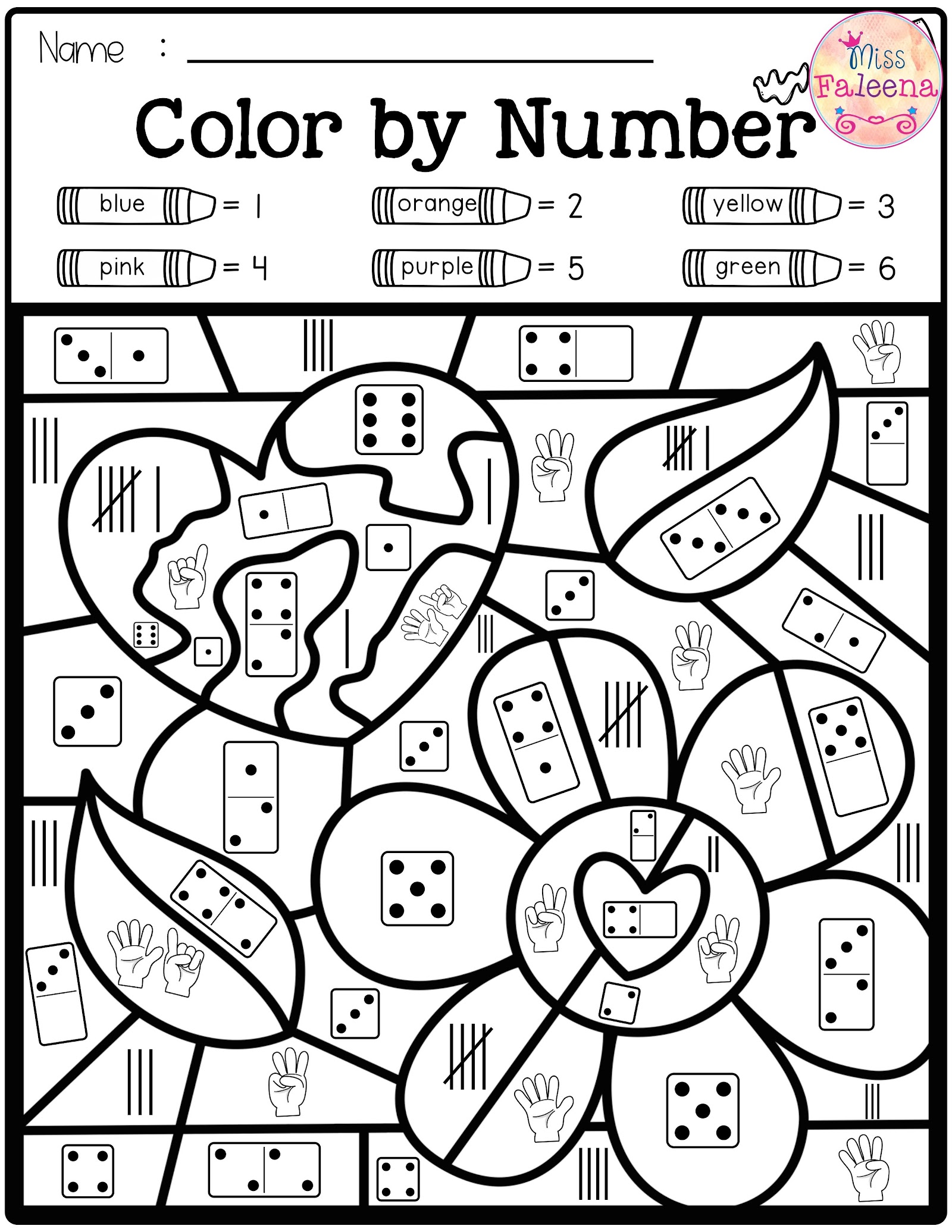 Printable Color By Number Addition