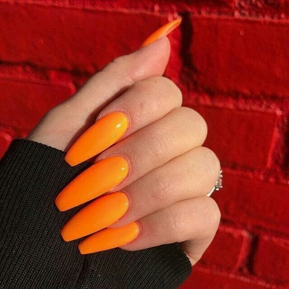 Style Me Acrylic Orange Coffin Nails Designs Are So Perfect For Fall