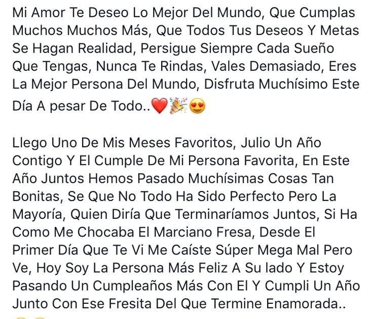 Carta De Amor CumpleaÃ±os Soalan Bh