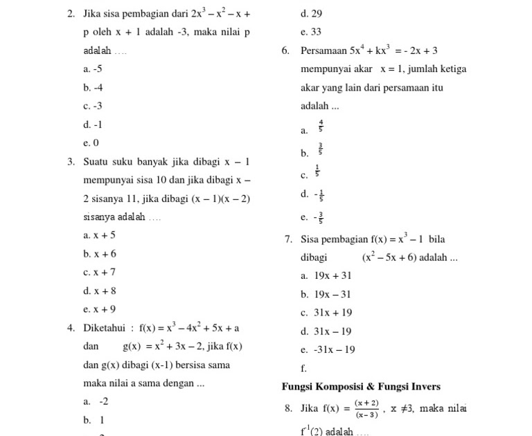 Soal Dan Jawaban Pat Matematika Wajib Kelas 11 Semester 2 Terbaru