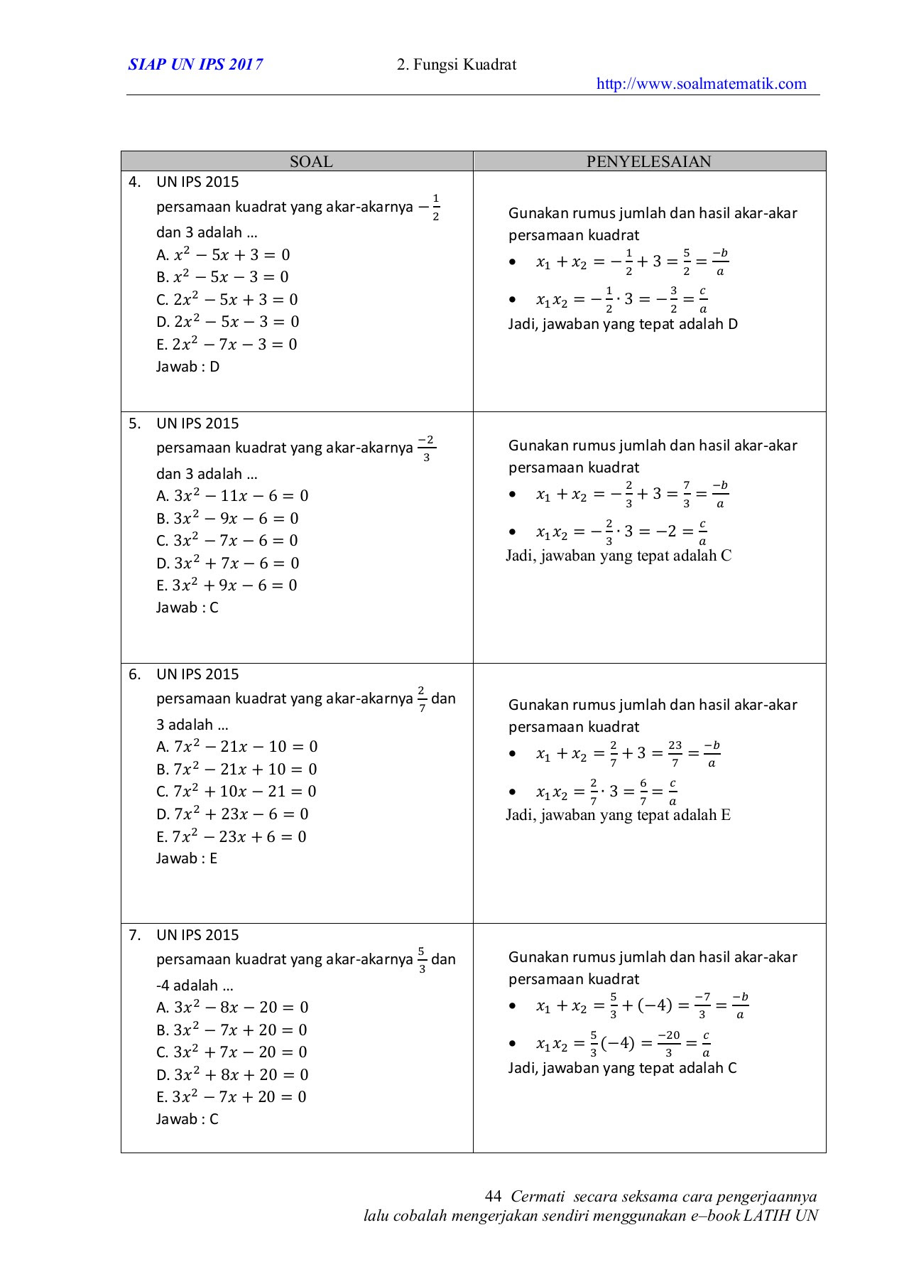 Soal Matematika Kelas 9 Tentang Fungsi Kuadrat