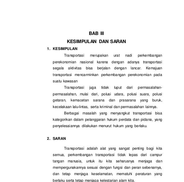 Contoh Kesimpulan Dan Saran Dalam Laporan Pkl Kumpulan Contoh Laporan