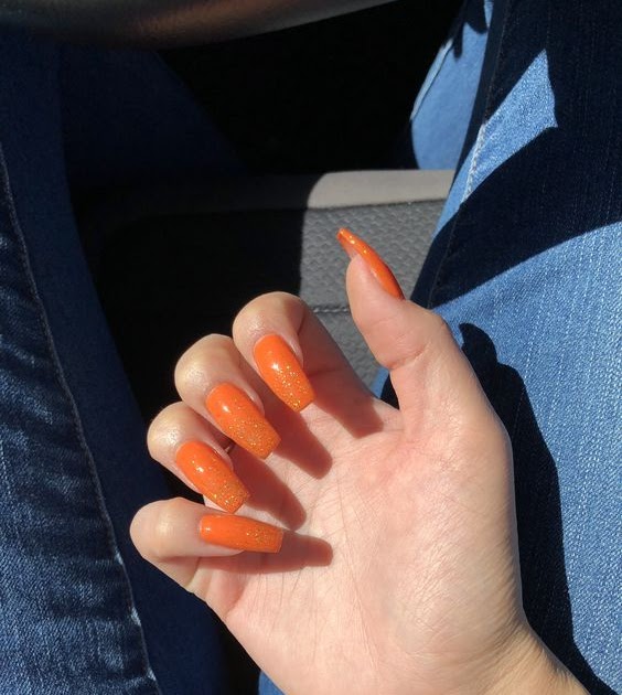 Style Me Acrylic Orange Coffin Nails Designs Are So Perfect For Fall