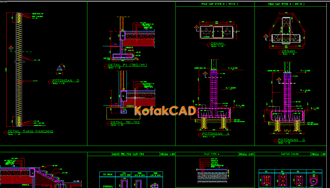 Detail Pondasi Dwg Download Detai Denah Pondasi Terbaik