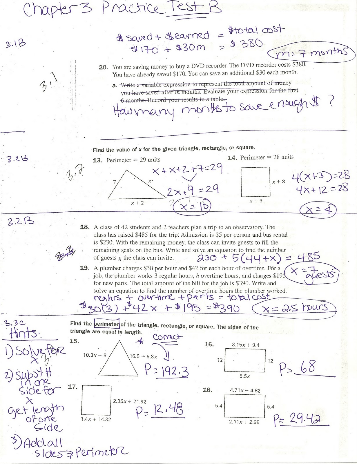 Big Ideas Math Integrated Mathematics 3 Answers Chapter 3 Test Big