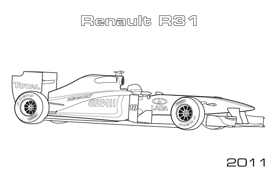 Modern F1 Cars Car Coloring Pages