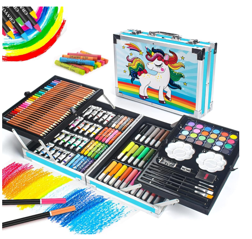 Set De Arte En Caja Metalica Kit De Dibujo 145 Piezas Luegopago