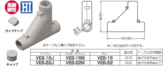 Veb 16m 未来工業 Ve管分岐ミルキーホワイト 即配・速配ならプロ向け電材・照明器具オンラインショップのタロトデンキにお任せください。