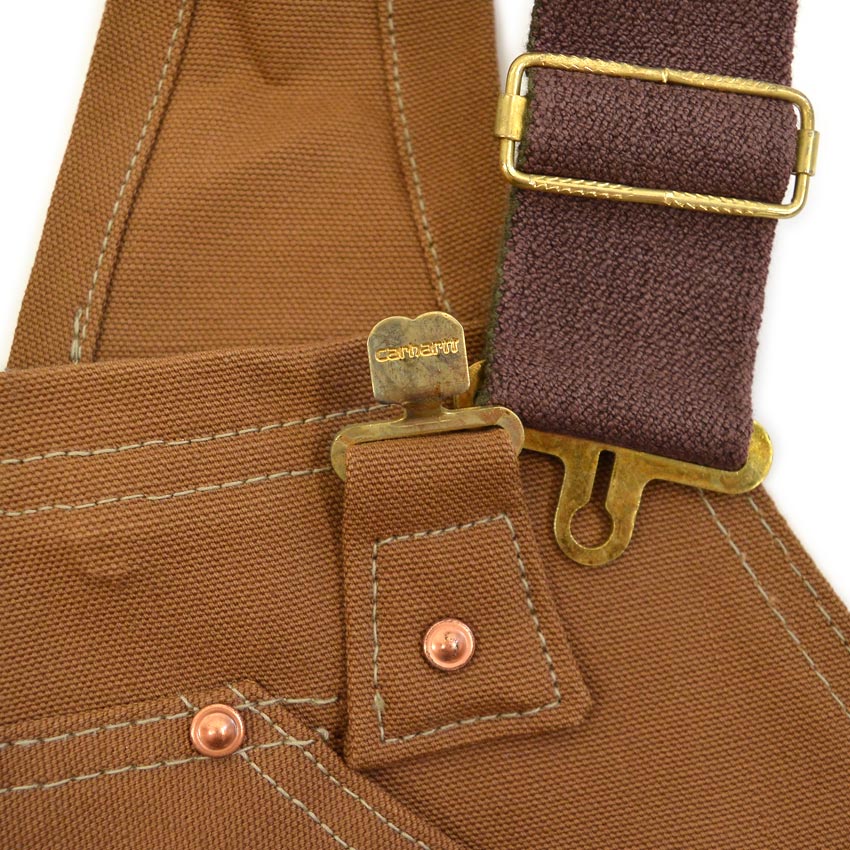 1970s Deadstock Carhartt Brown Duck Double Knee Overall W36 L28