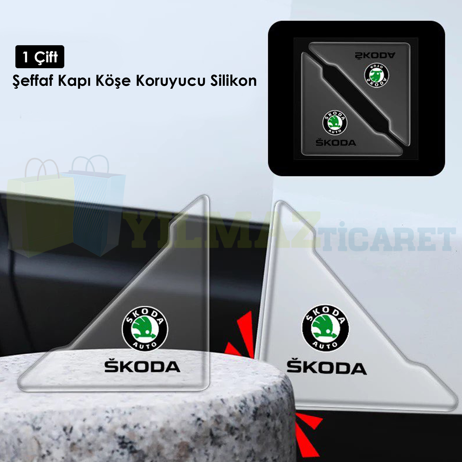 Skoda Logo Kapı Kenar Köşe Koruyucu Çarpma Çizilme Önleyici Silikon