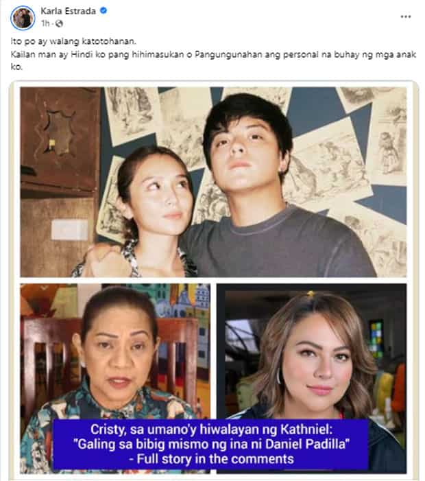 Karla Estrada Hindi Ko Panghihimasukan O Pangugunahan Personal Na