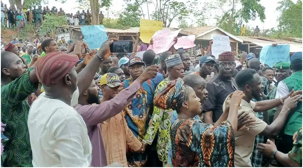 Photos Emerge As Protest Rocks Inec Office Over Declaration Of Guber