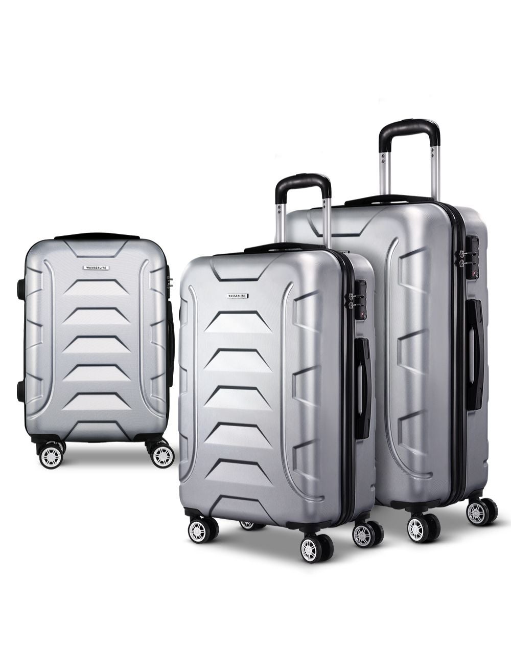 Wanderlite 3pc Luggage Trolley Travel Suitcase Set Tsa Hard Case Shell