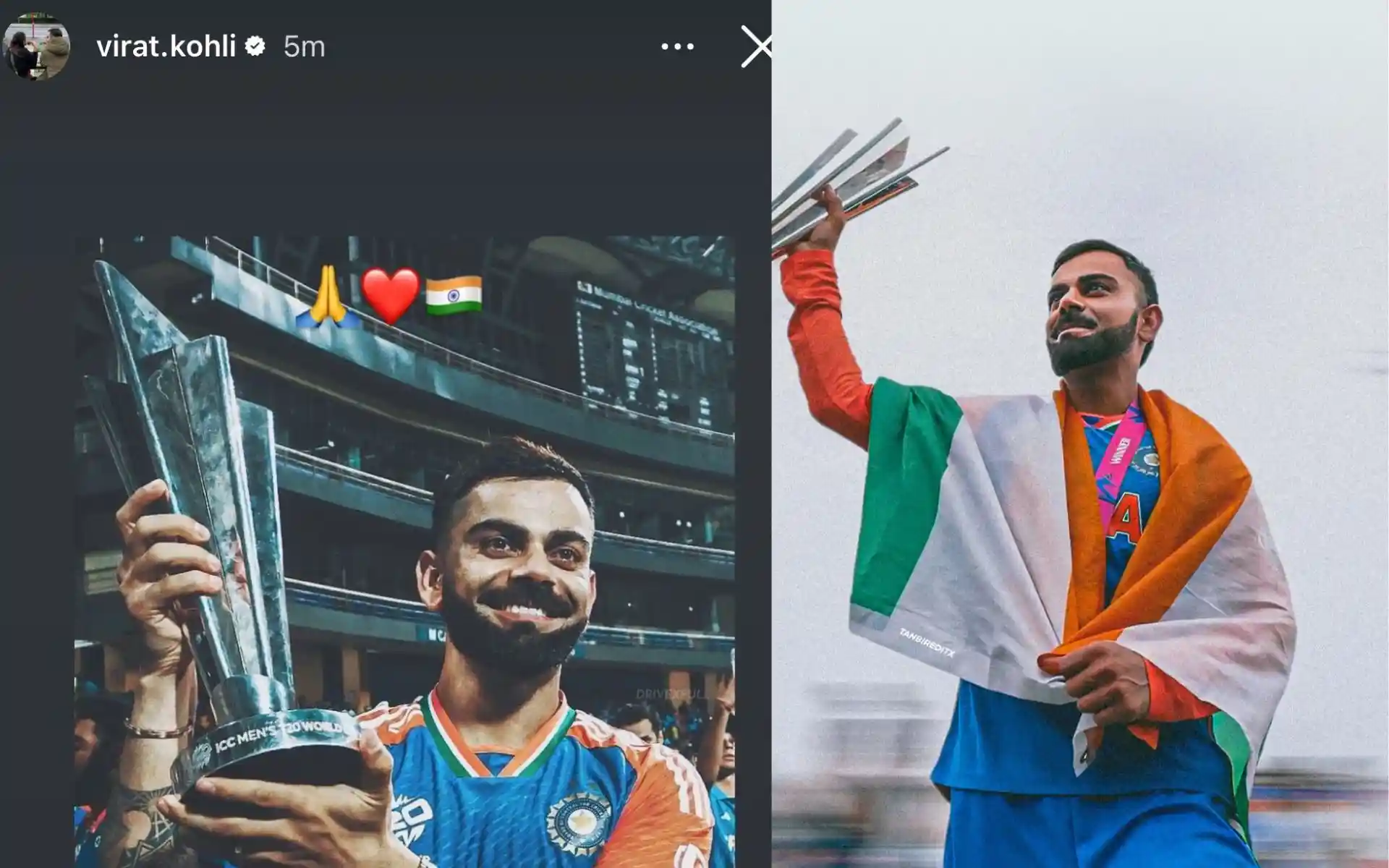 Virat Kohli Shares Ig Story Of Lifting T20 World Cup Trophy 11 Days