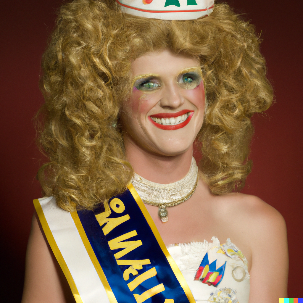 Rachael × Dall·e Photo Of Ronald Mcdonald As Miss America 2010