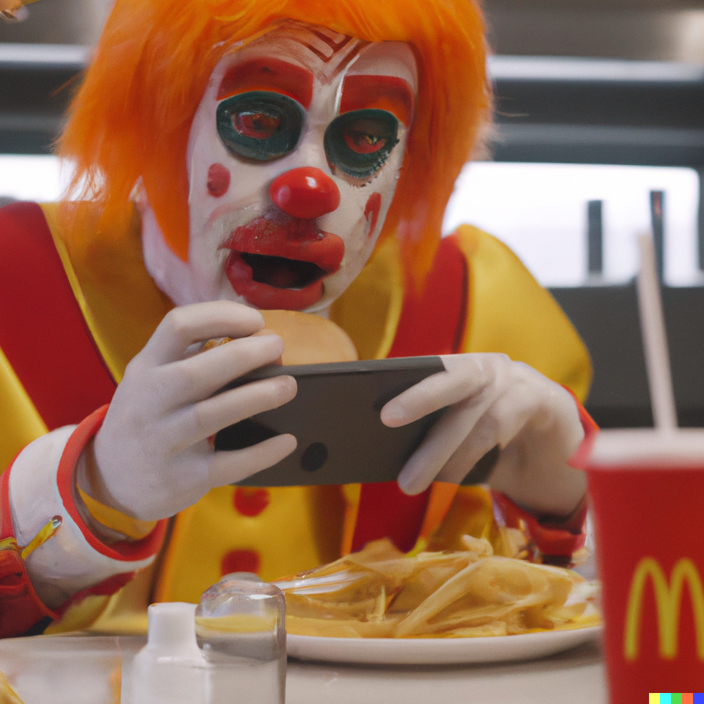 Christian × Dall·e 2 Ronald Mcdonald Caught Eating At Burgerking 4k