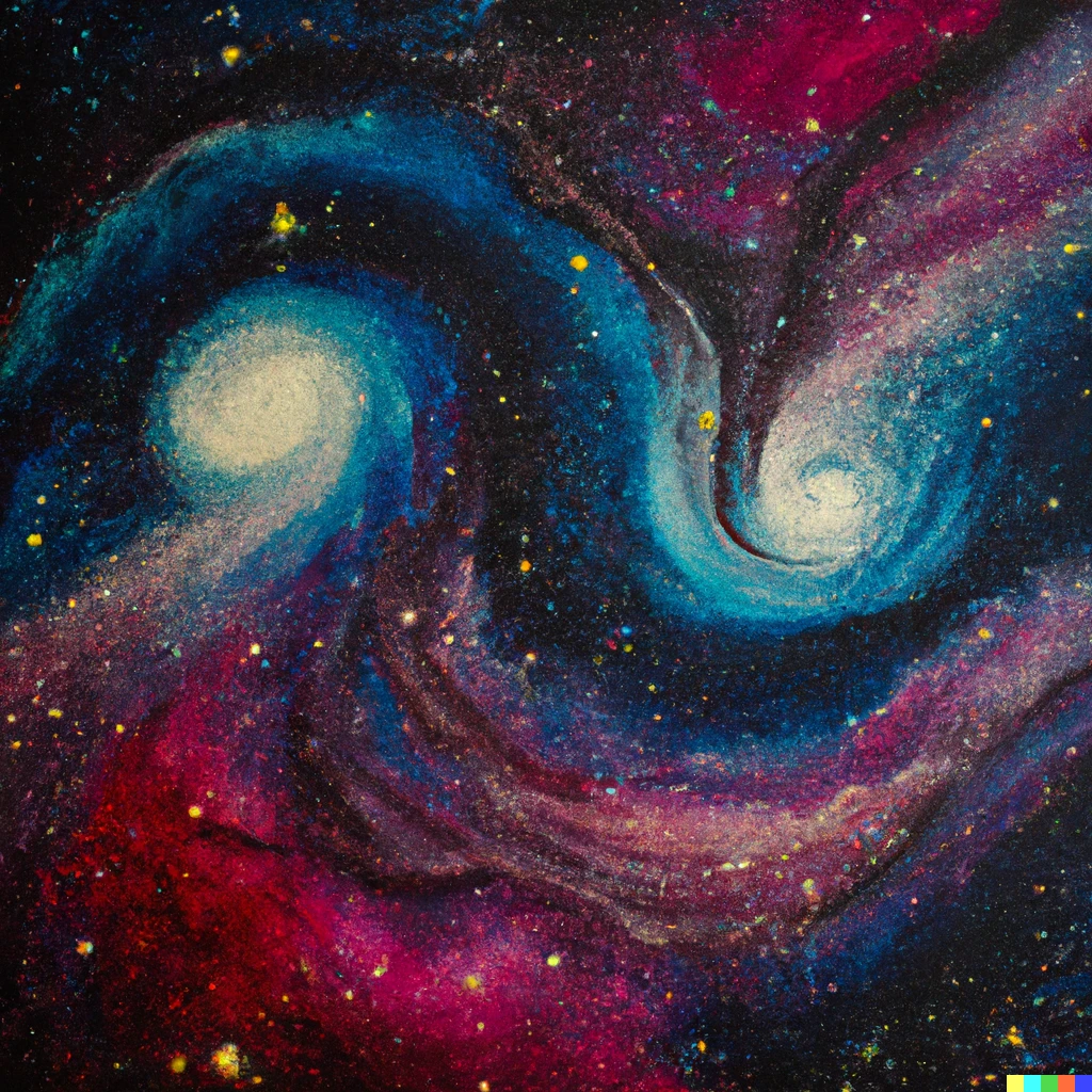 Two Galaxies Colliding Oil Painting Dall·e 2 Openart