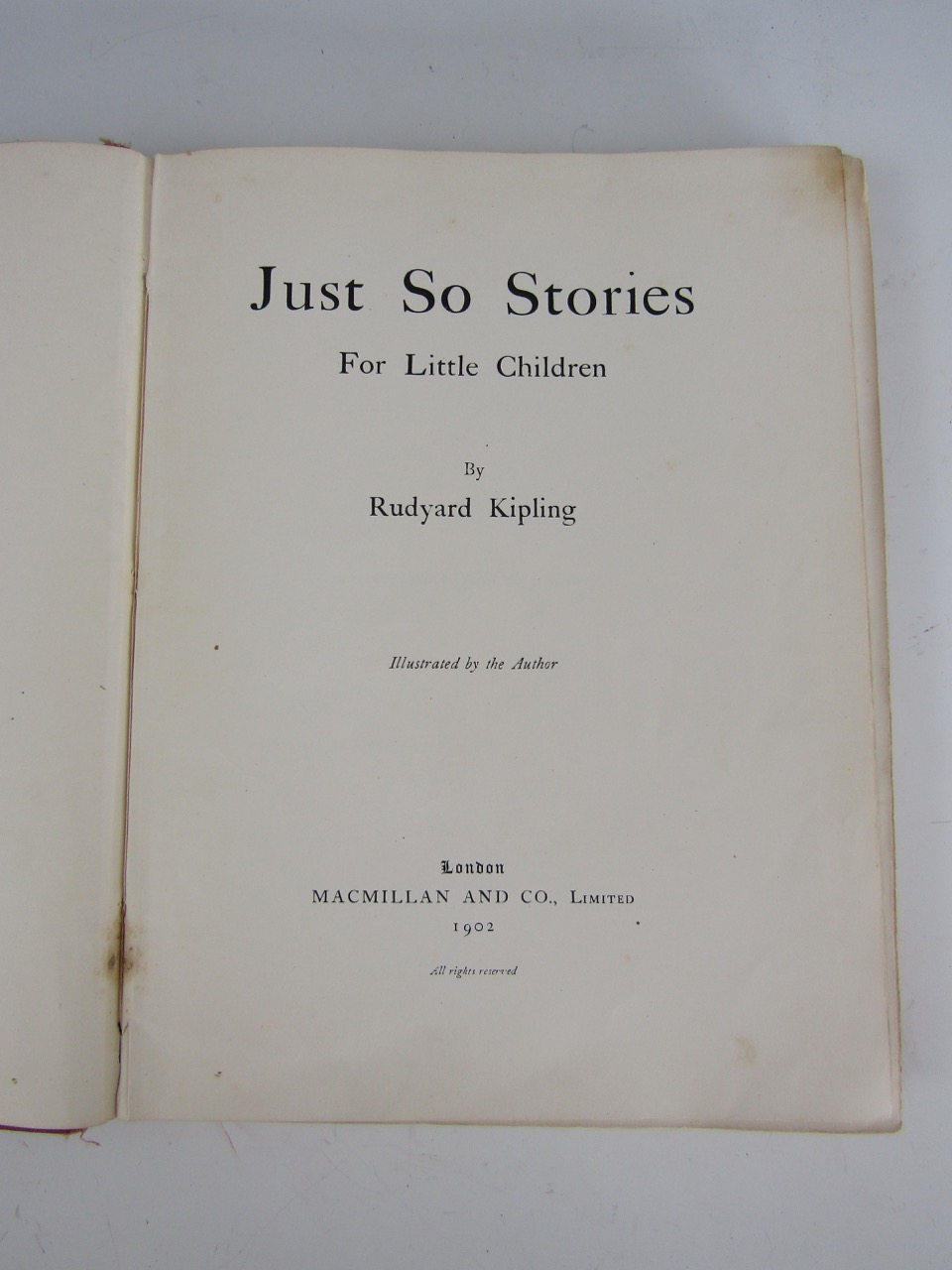 Rudyard Kipling Just So Stories Macmillan 1902 First Edition