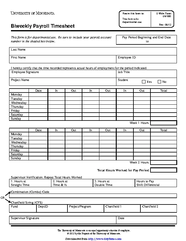 Biweekly Payroll Timesheet Template Pdfsimpli