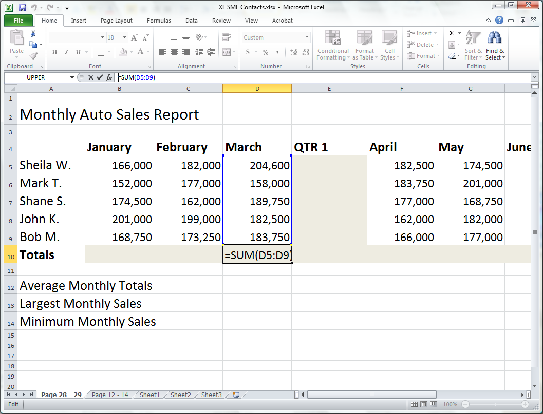 Basic Formula Series The Excel ® Sum Formula Pryor Learning Solutions