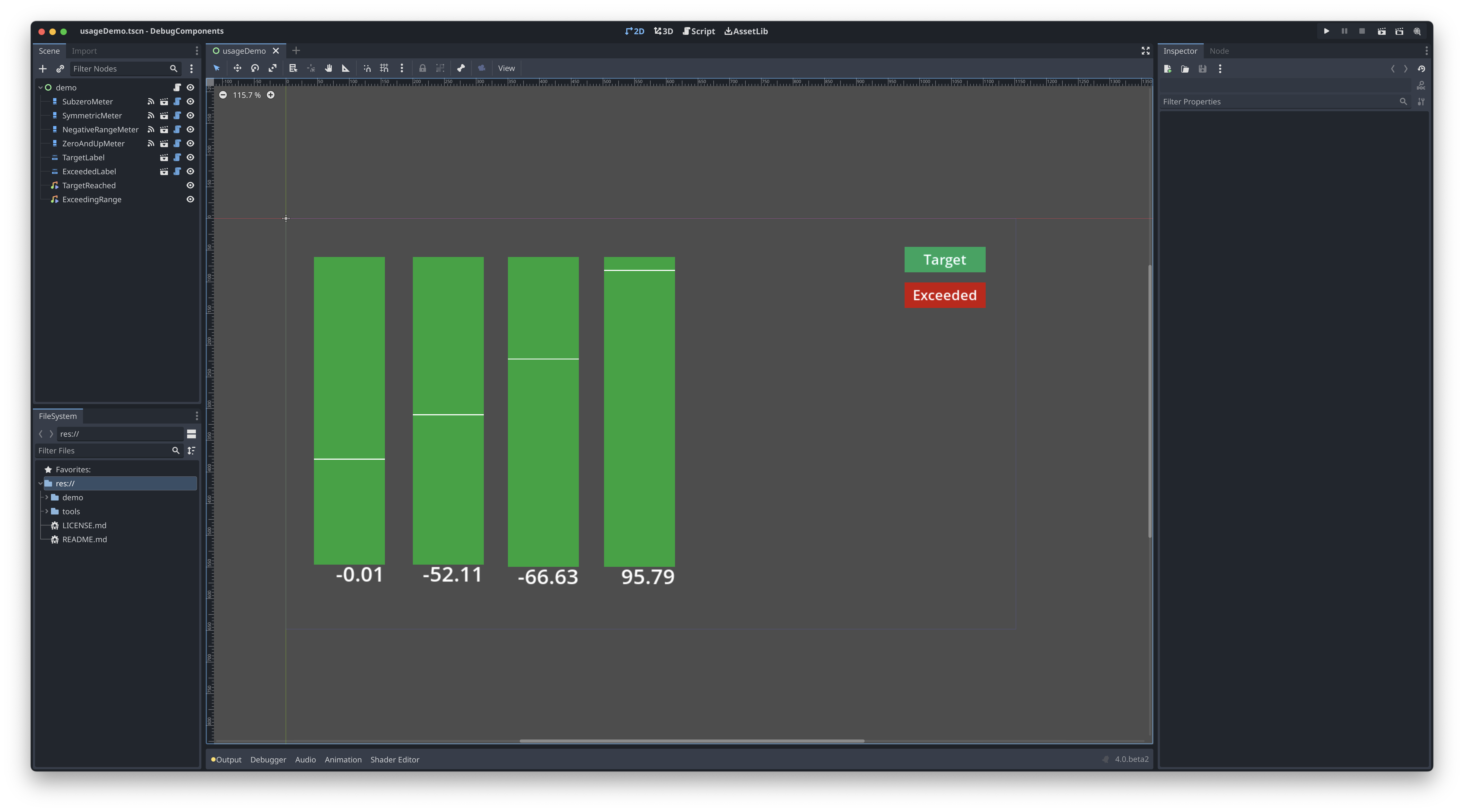 Debug Interface Components Godot Asset Library