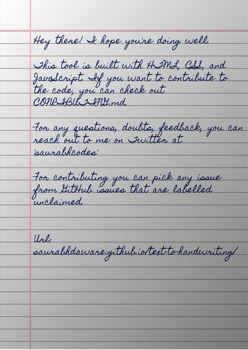 Handwriting Generator I Made A Text To Handwriting Tool To Write My