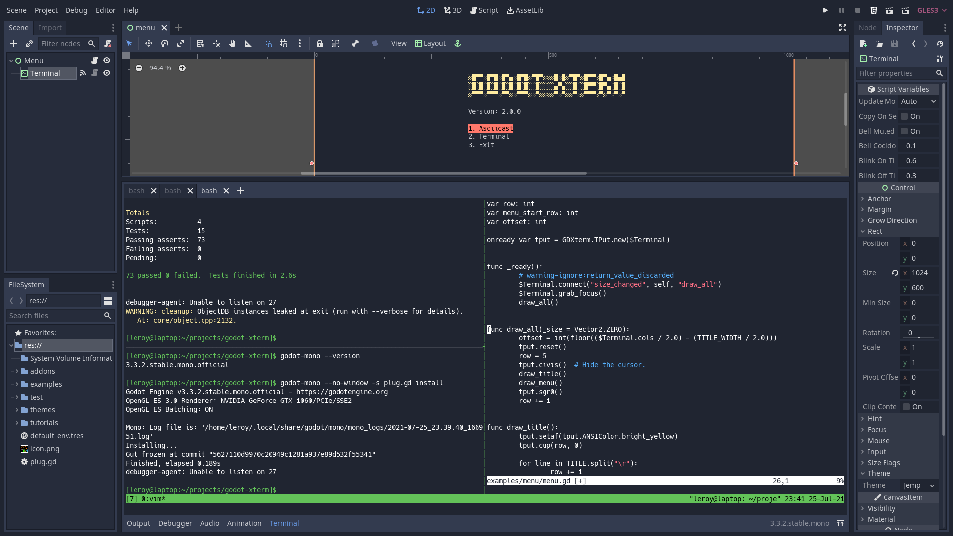 Godotxterm Terminal Emulator Godot Asset Library