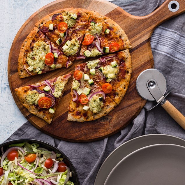 Basil Pesto Cream Cheese Pizzas With Iceberg Salad My Food Bag