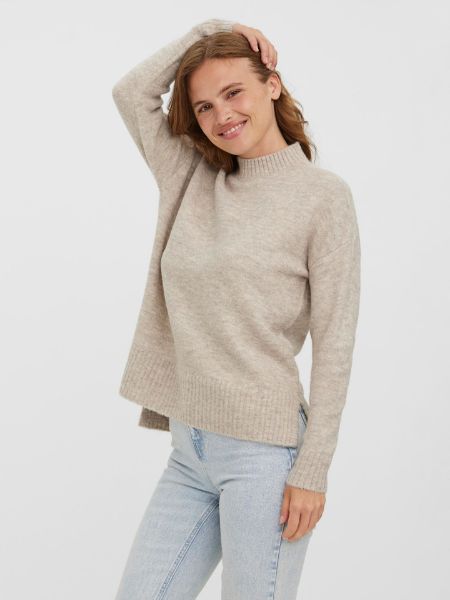 Kjøp Vmlefile Oversize Boxy Strikket Genser Beige Birch Vero Moda