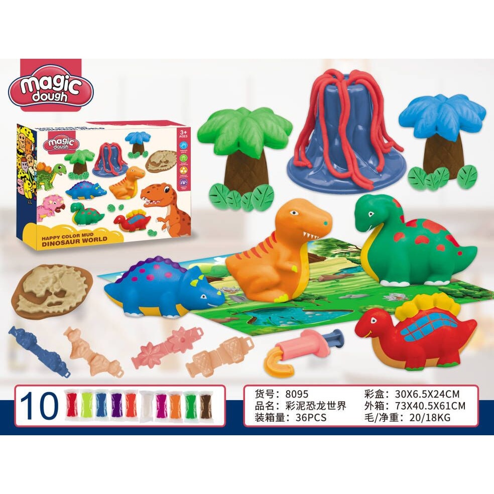 Set Plastilina Inteligenta Magic Dough Lumea Dinozaurilor 10culori