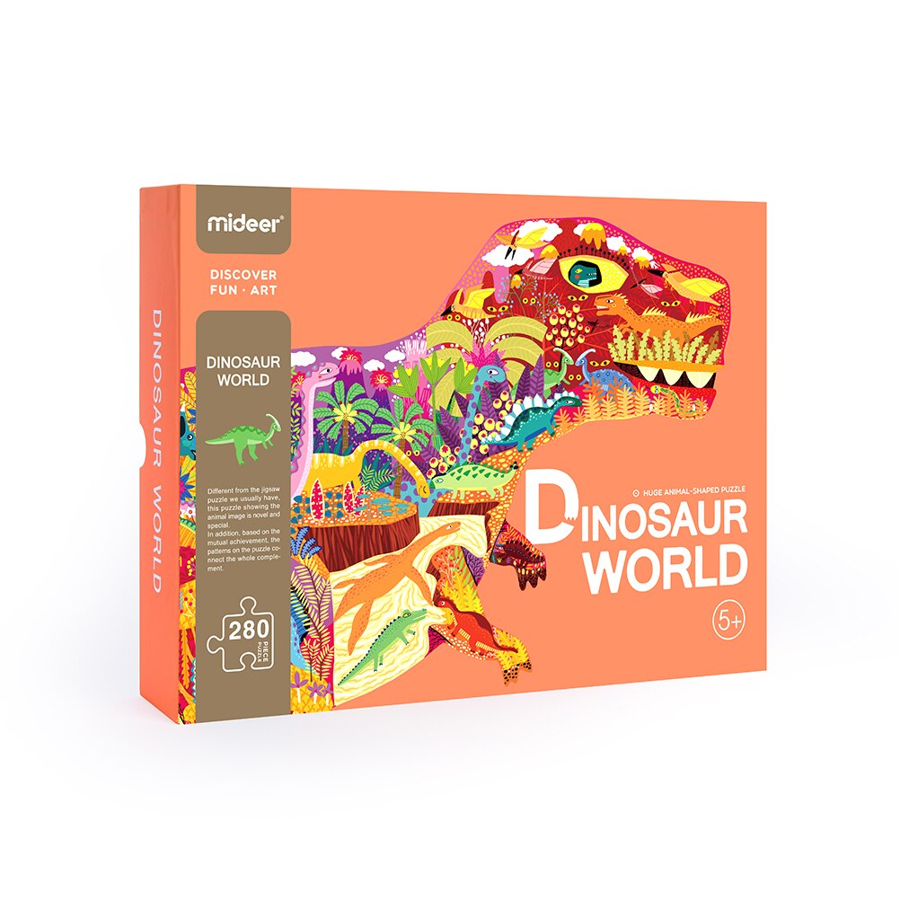 Puzzle Lumea Dinozaurilor Mideer 280 Piese Lemn Multicolor 5 Ani